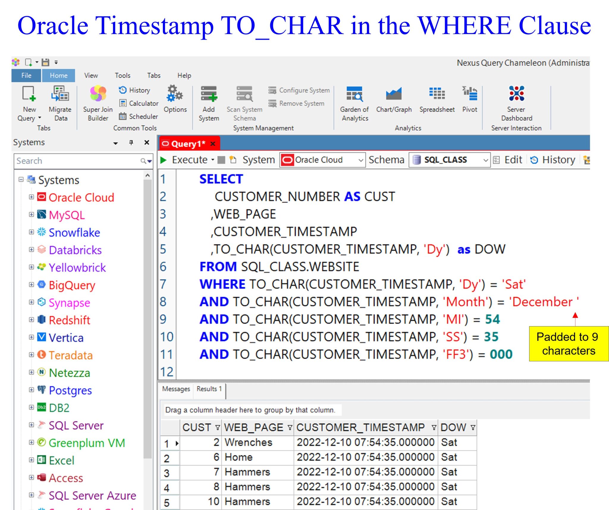 17,000 Oracle Timestamp Format Examples - Software connecting all databases