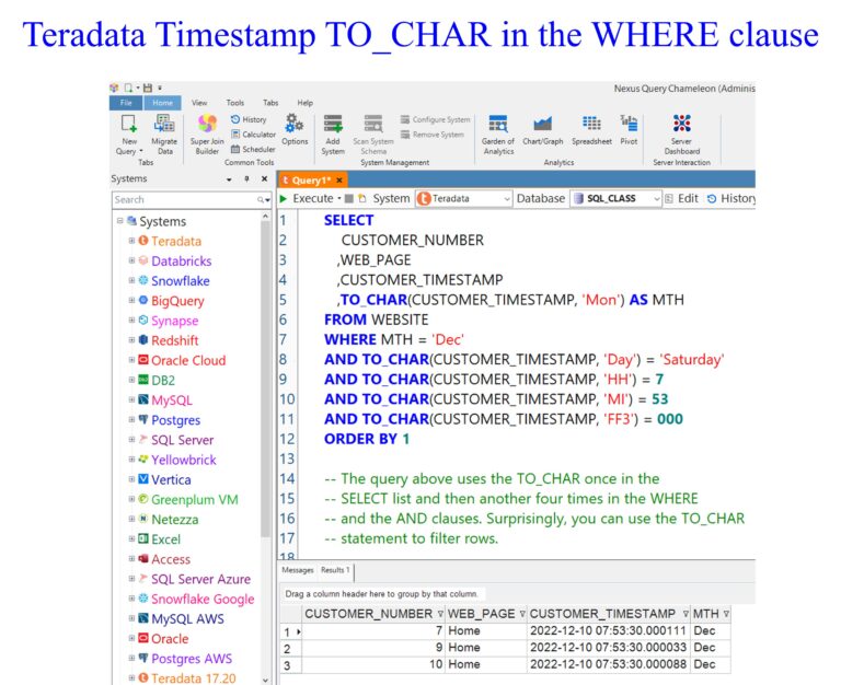 Formatting Teradata Dates – Software connecting all databases